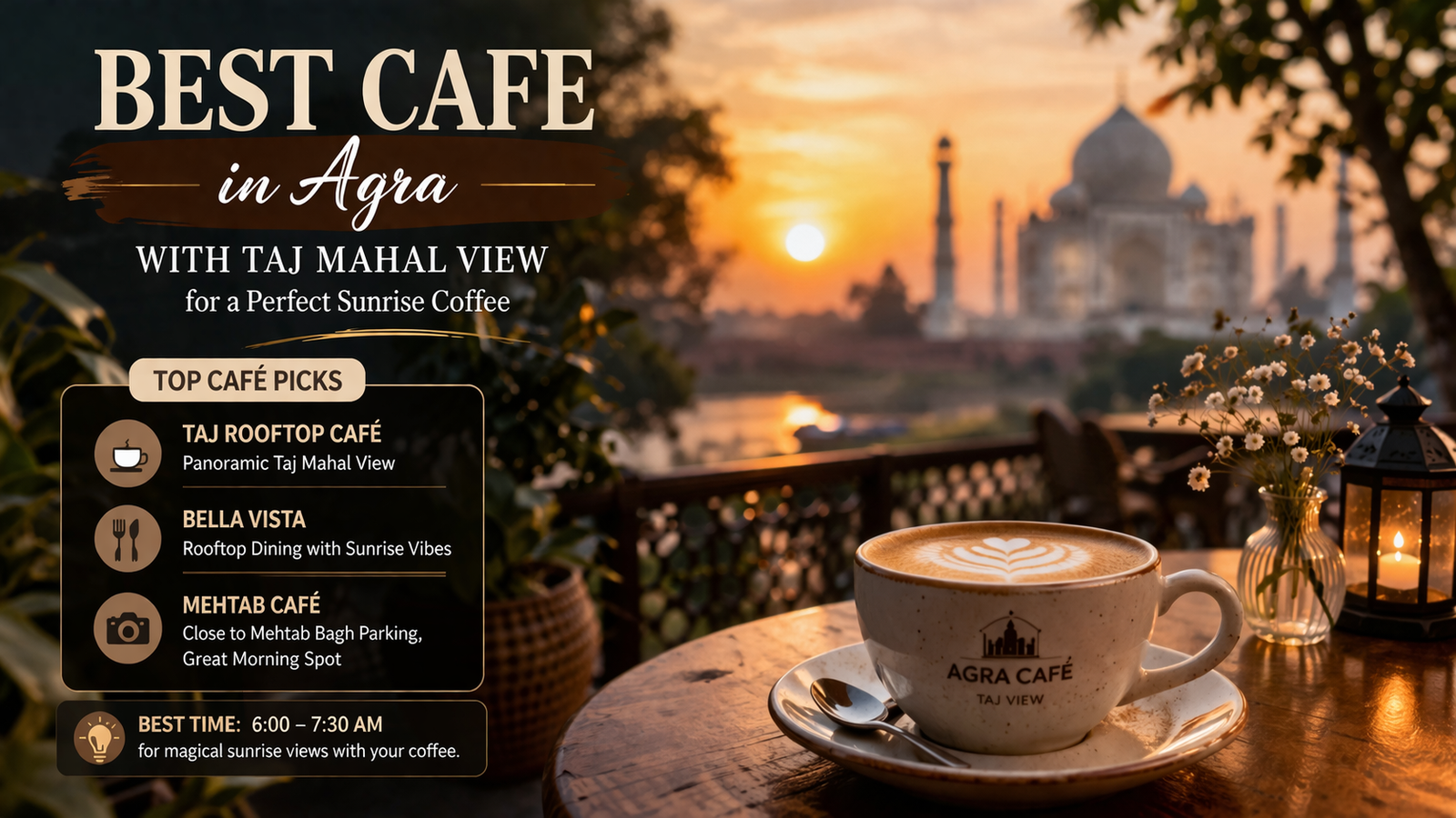 Best Cafe in Agra With Taj Mahal View for a Perfect Sunrise Coffee ☕
